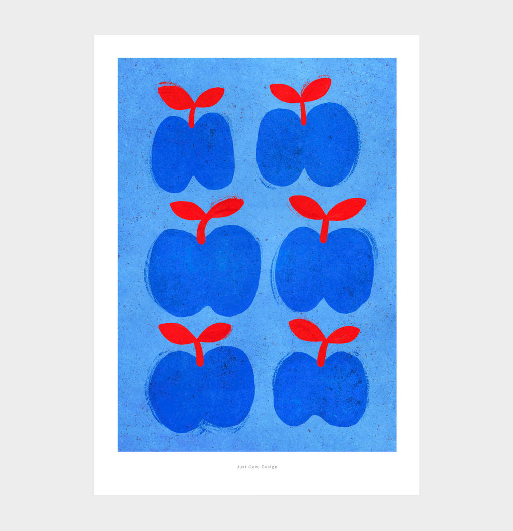 Blue Apples – Retro Nordic Art Print – Just Cool Design