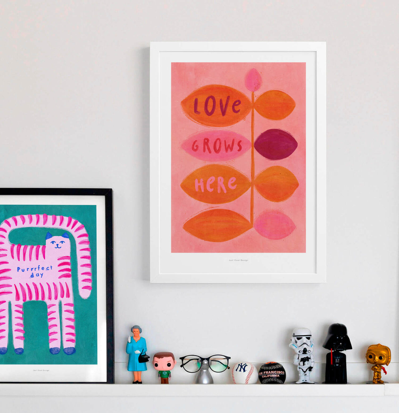 Love Grows Here – Retro Floral Illustration Art Print – Just Cool Design