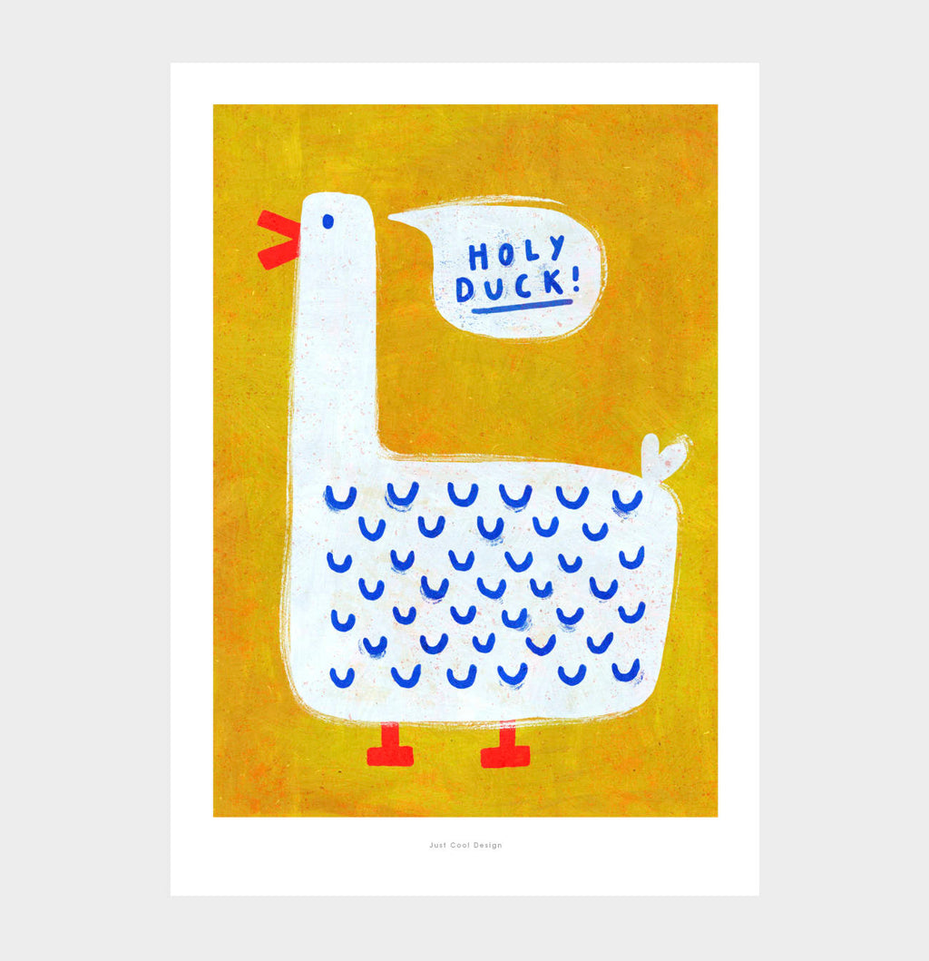 Holy Duck! – Funny Minimalist Duck Art Print – Just Cool Design